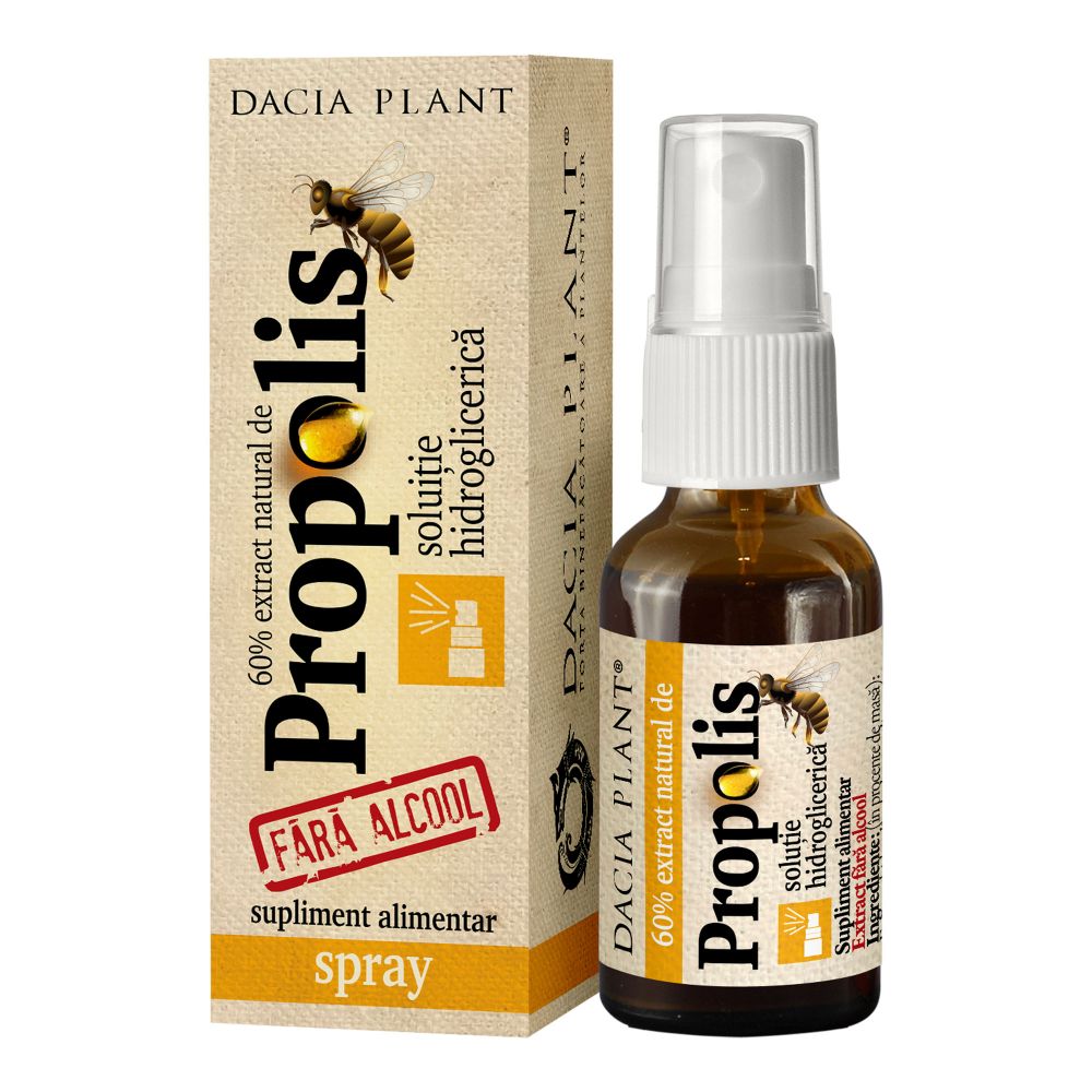 Propolis Tinctură Fără Alcool (Spray) Dacia Plant 20ml - YogaX